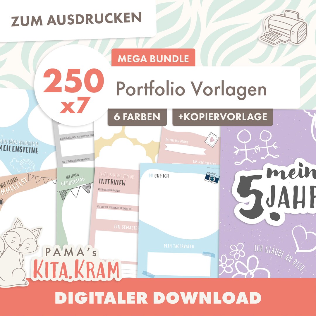 250x7 Templates MEGA Bundle for the Portfolio Kindergarten, Crèche, Day ...