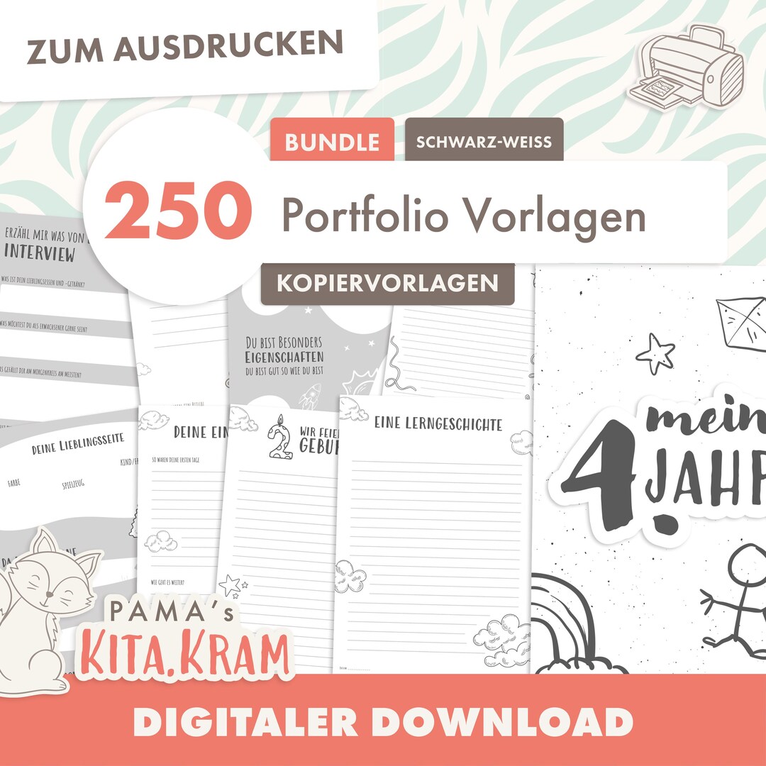 250 Templates Bundle for the Portfolio Kindergarten, Crèche, Day Care ...