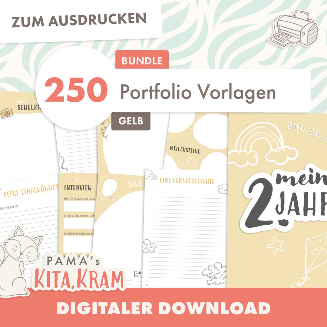 250 Templates BUNDLE for the Portfolio Kindergarten, Crèche, Day Care ...
