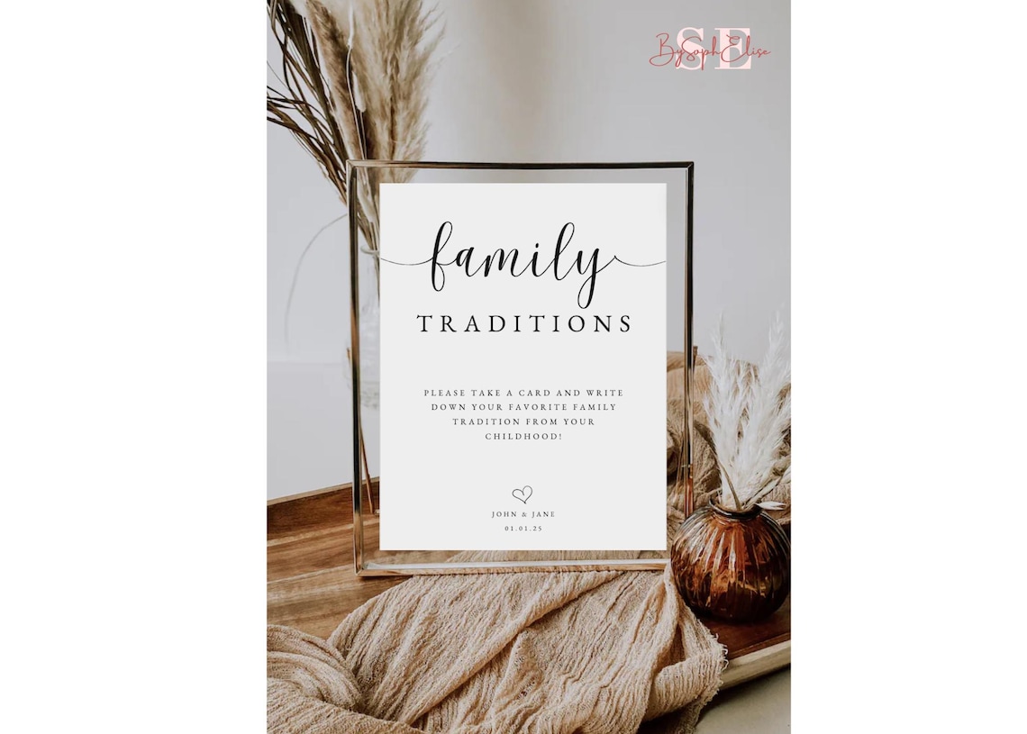 Family Traditions Sign Template - Elegant, Black & White, Modern ...