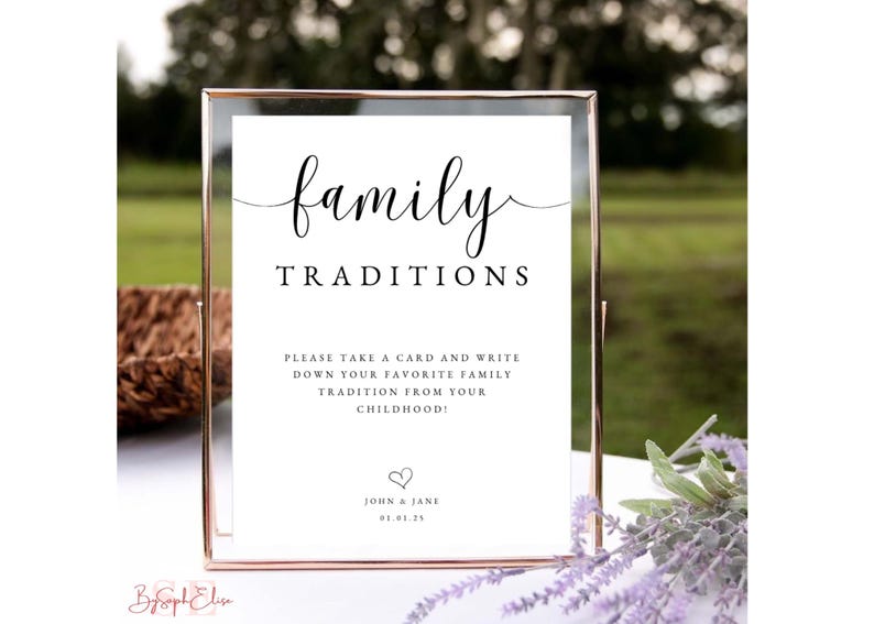 Family Traditions Sign Template - Elegant, Black & White, Modern ...