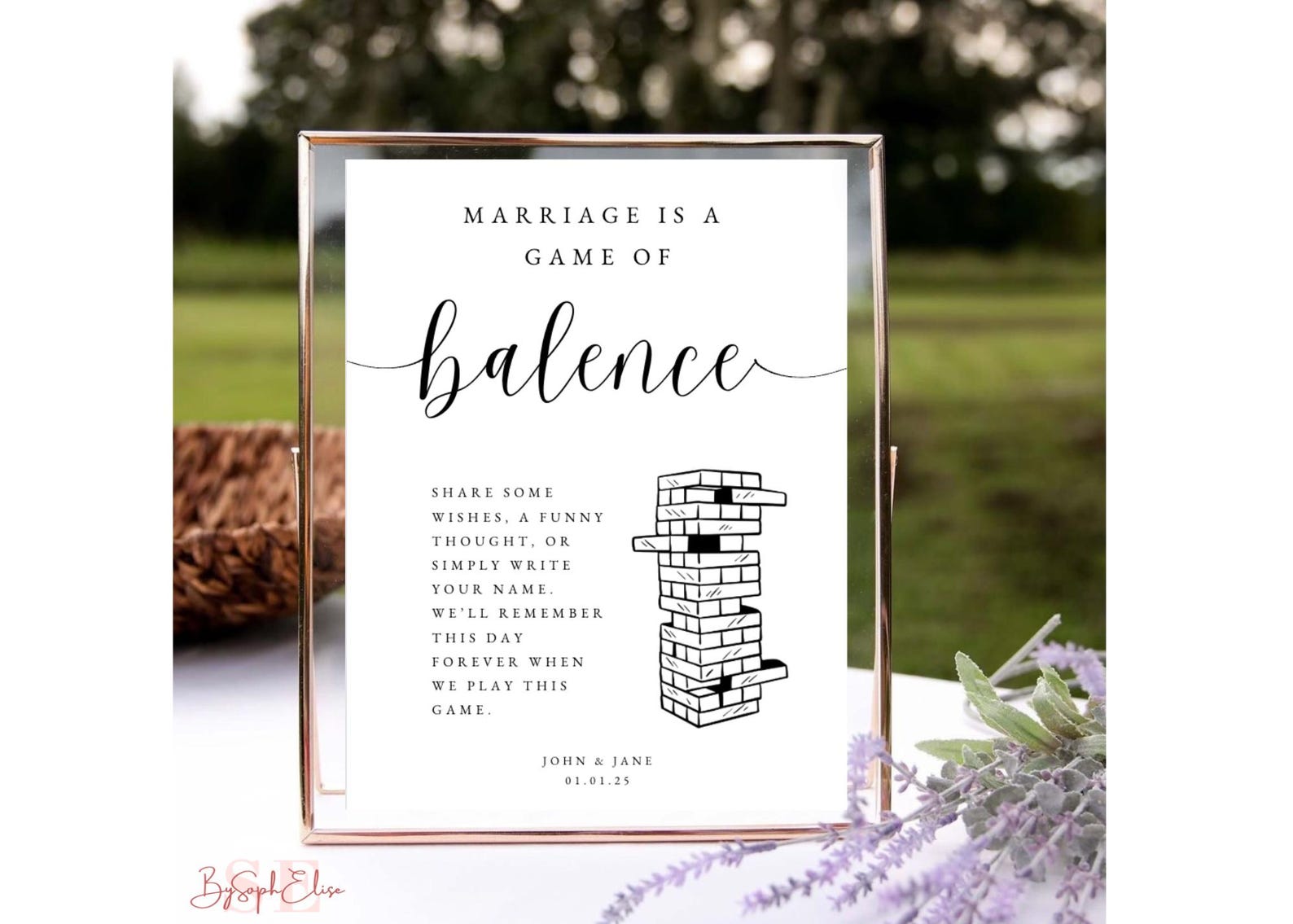 JENGA Marriage is a Game of Balance Template - Elegant, Black & White ...