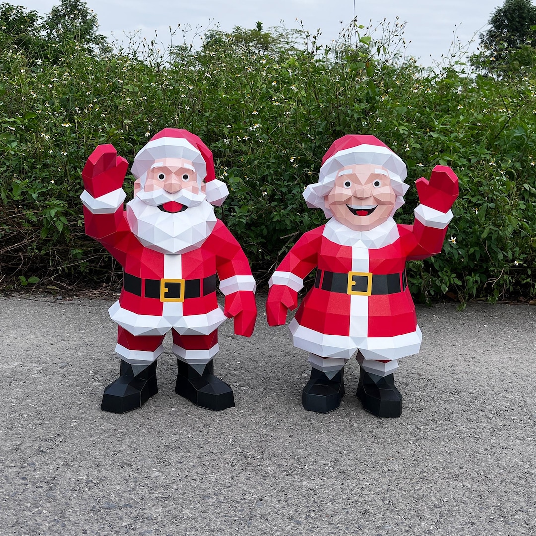 Santa & Mrs. Claus Papercraft, 3D Christmas Decor (PDF, SVG) - Etsy