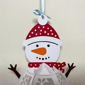 Snowman Hanging Lantern SVG, Studio, PDF Templates - Diy Ball Hanging ...