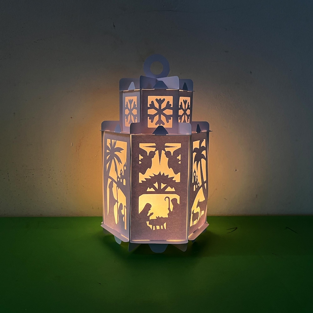 Nativity Scene Hexagonal Lantern SVG, Studio, PDF Templates - Diy ...