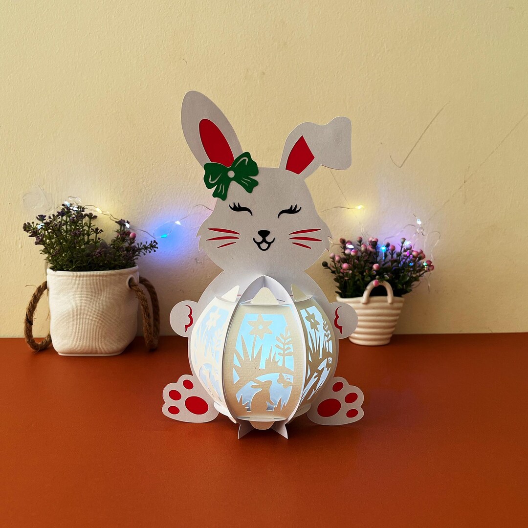 Cute Rabbit Lantern SVG for Cricut Projects - Diy Cute Rabbit Paper ...
