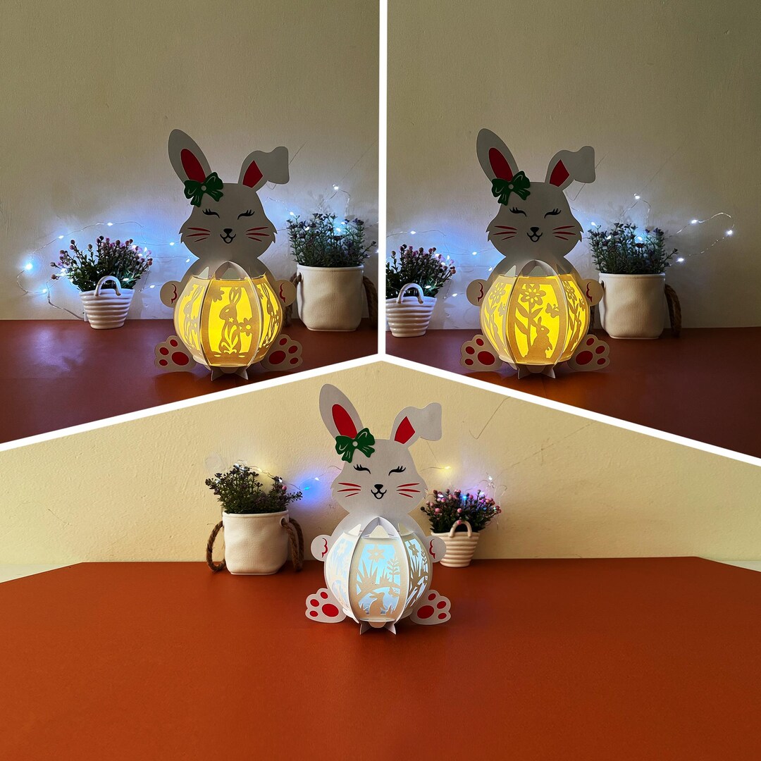 Set 3 Cute Rabbit Lantern SVG for Cricut Projects - Diy Set 3 Cute ...