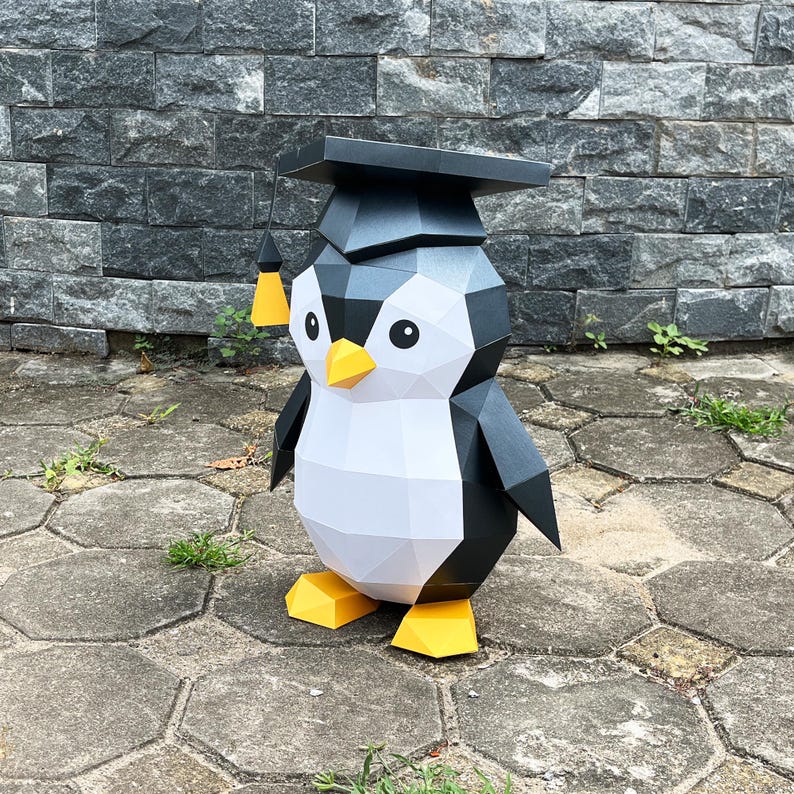 Graduate Penguin Papercraft, 3D Low Poly Animal (PDF, SVG, Studio) - Etsy