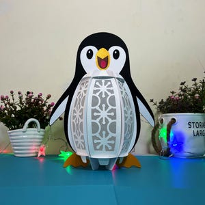 Set 3 Penguin Lantern SVG, Studio, PDF Templates - Diy Penguin Lantern ...