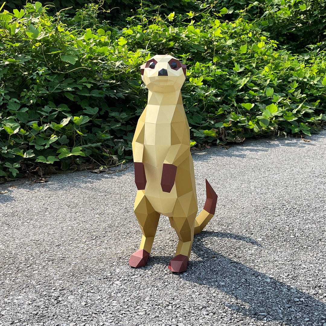 3D Meerkat Standing Papercraft Model, Low Poly Sculpture, DIY Project ...