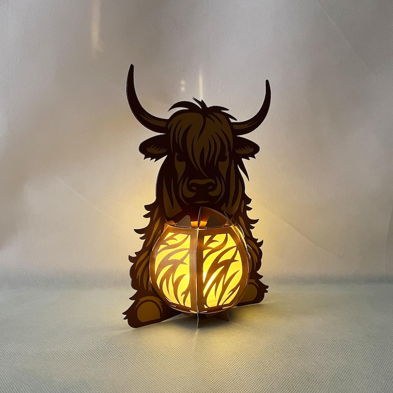 Highland Cow Lantern SVG – DIY Paper Lamp (PDF, Silhouette) - Etsy ...