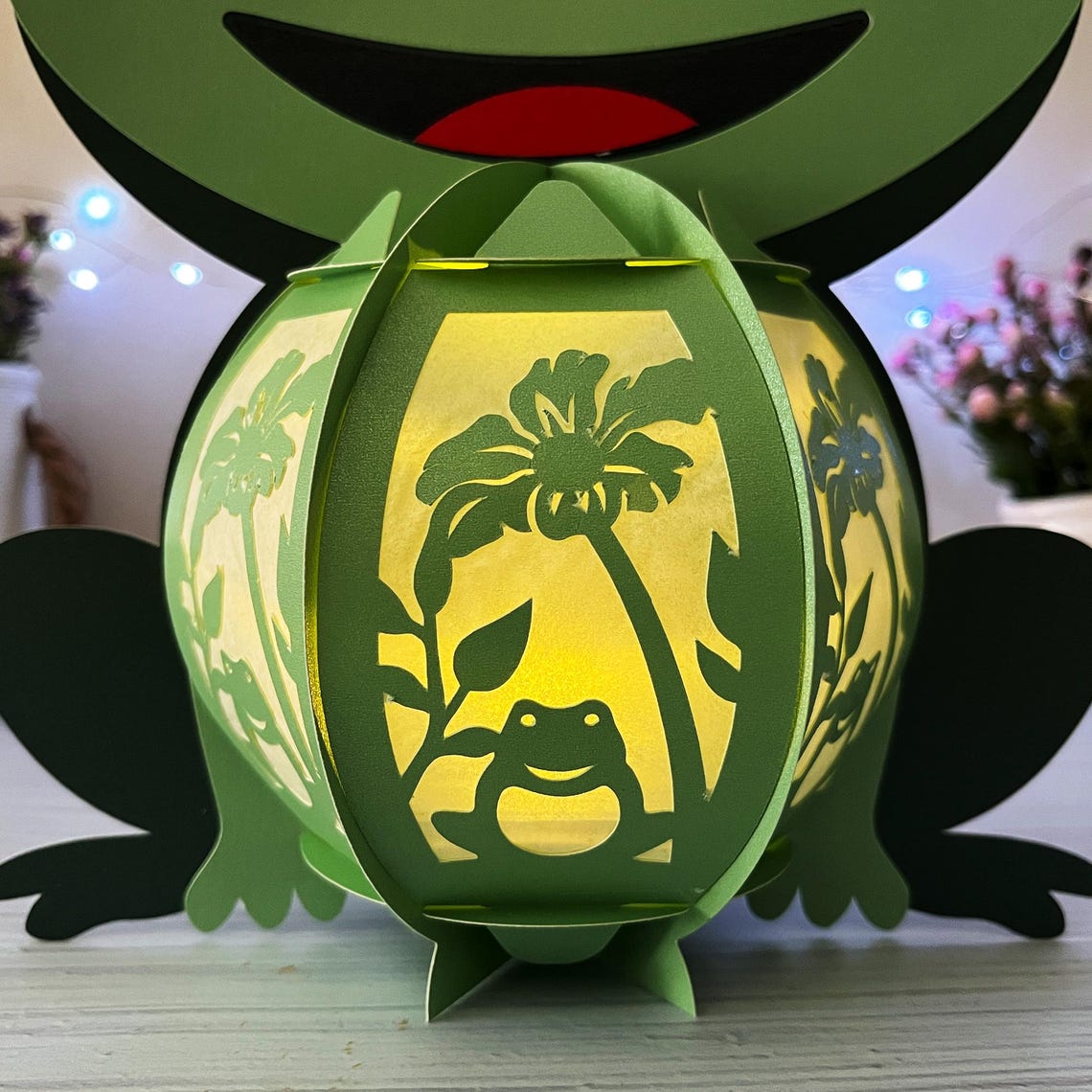 Frog Lantern SVG for Cricut Projects - Diy Frog Paper Lamp - PDF ...