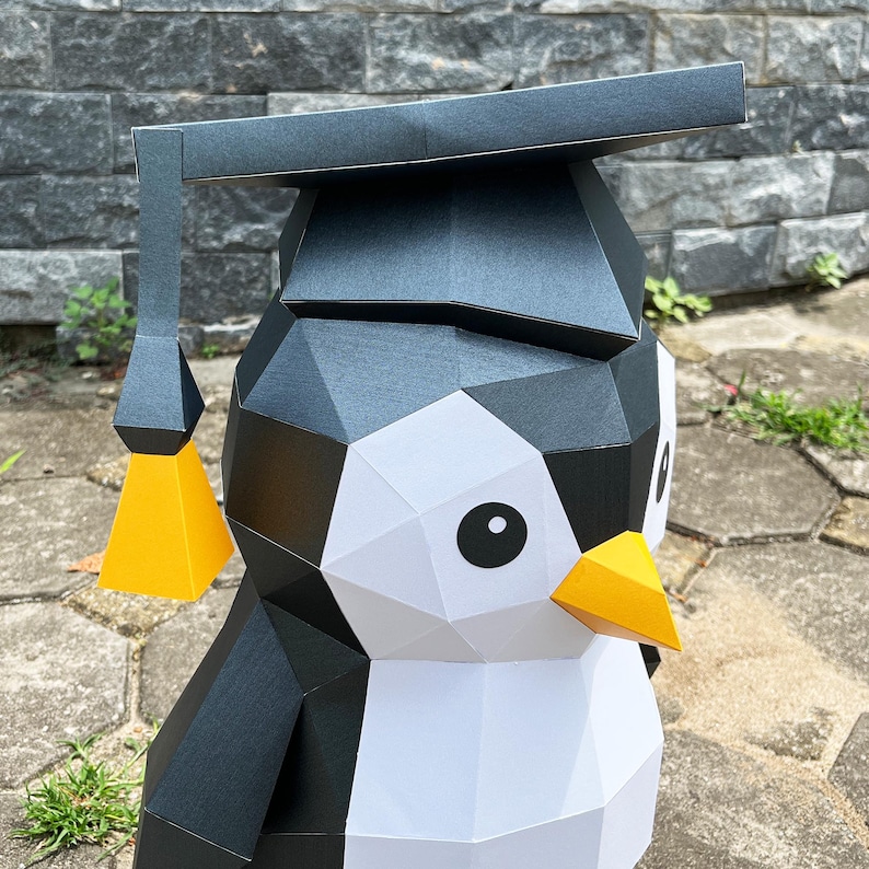 Graduate Penguin Papercraft, 3D Low Poly Animal (PDF, SVG, Studio) - Etsy