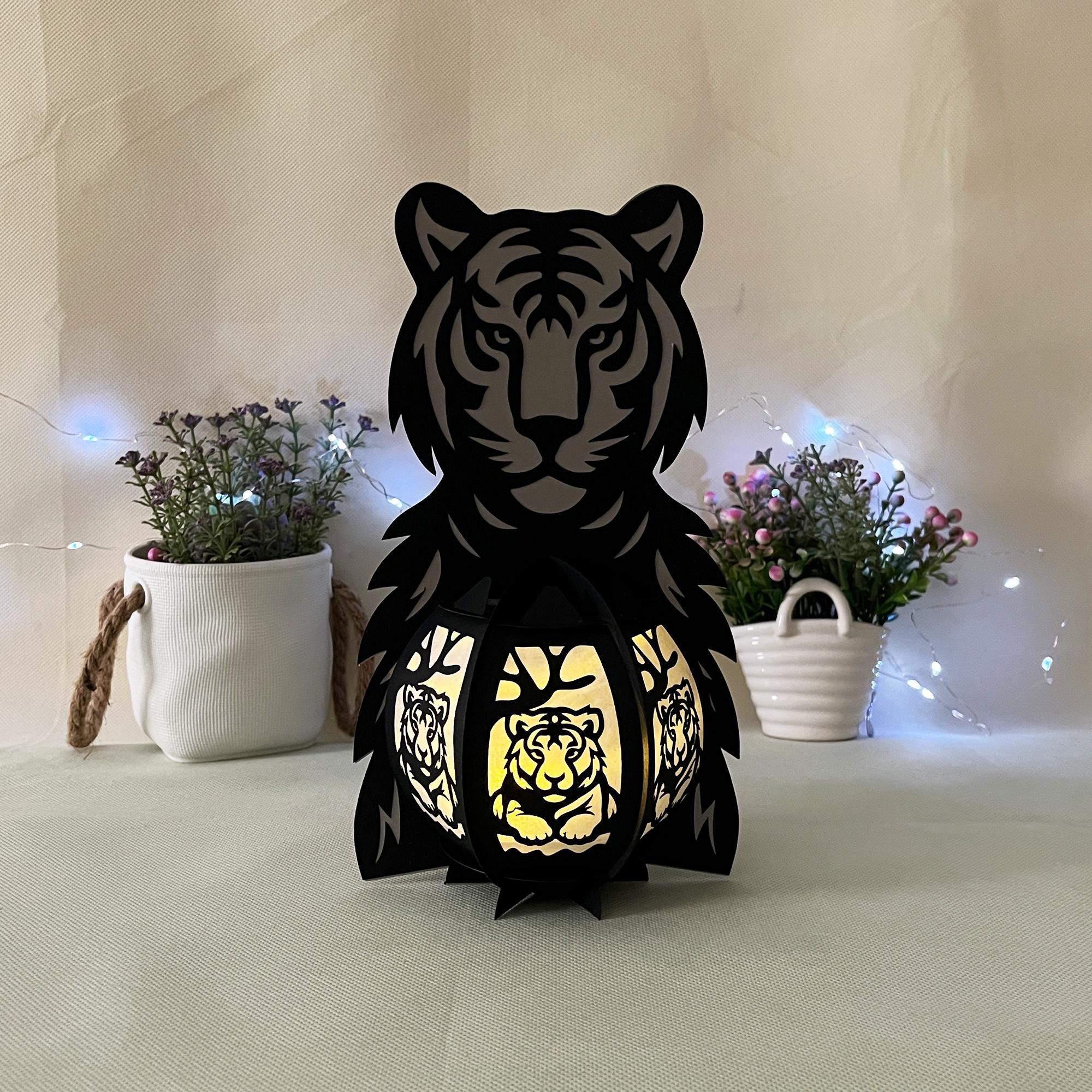 Tiger Lantern SVG for Cricut Projects - Diy Tiger Paper Lamp - PDF ...