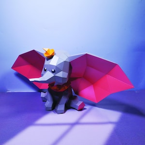 Papercraft Elephant Dumbo SVG, PDF Template - DIY Elephant Paper Model ...