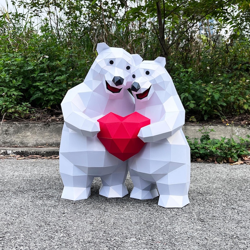 Polar Bear Couple Papercraft Template – DIY 3D Sculpture (SVG, PDF) - Etsy
