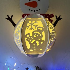 Snowman Hanging Lantern SVG, Studio, PDF Templates - Diy Ball Hanging ...