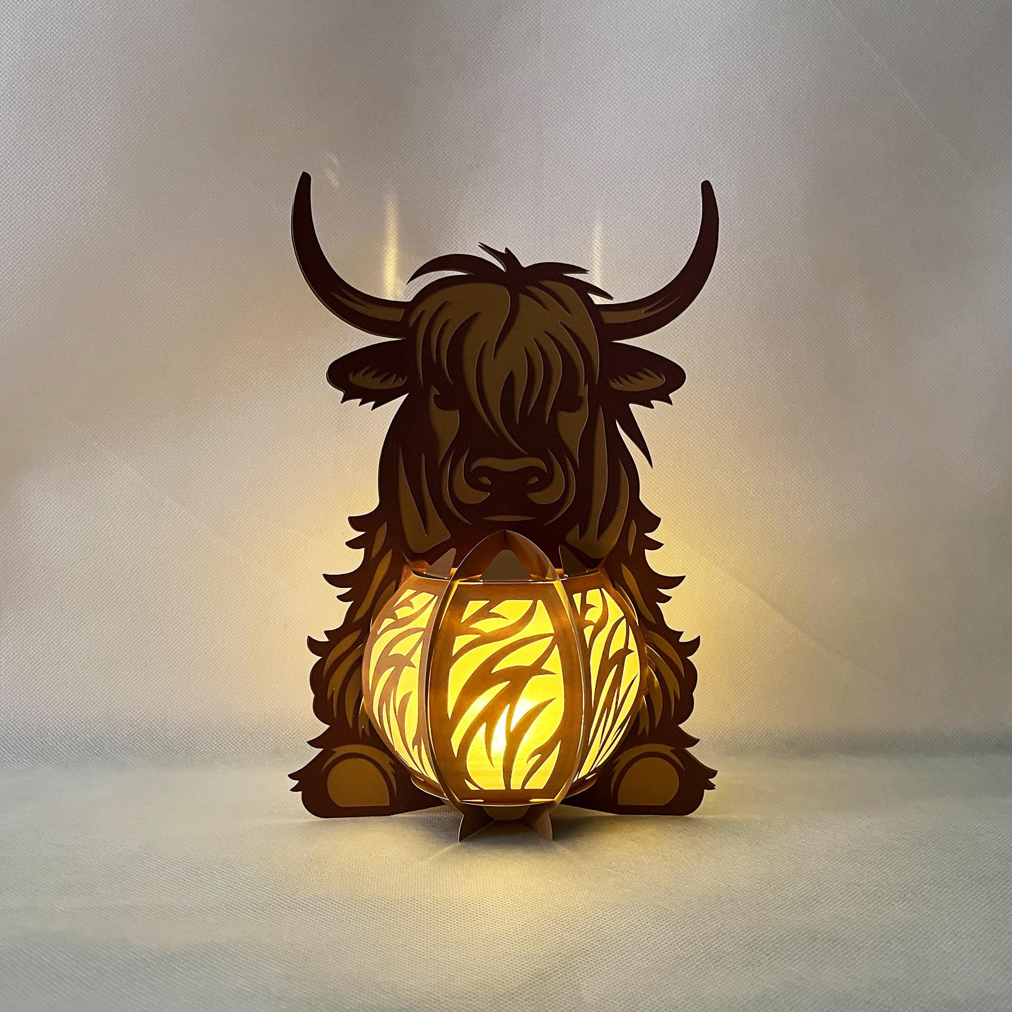 Highland Cow Lantern SVG – DIY Paper Lamp (PDF, Silhouette) - Etsy