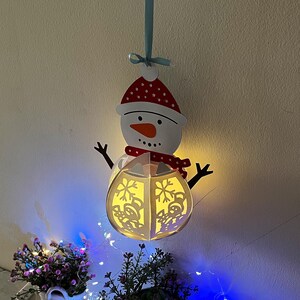 Snowman Hanging Lantern SVG, Studio, PDF Templates - Diy Ball Hanging ...