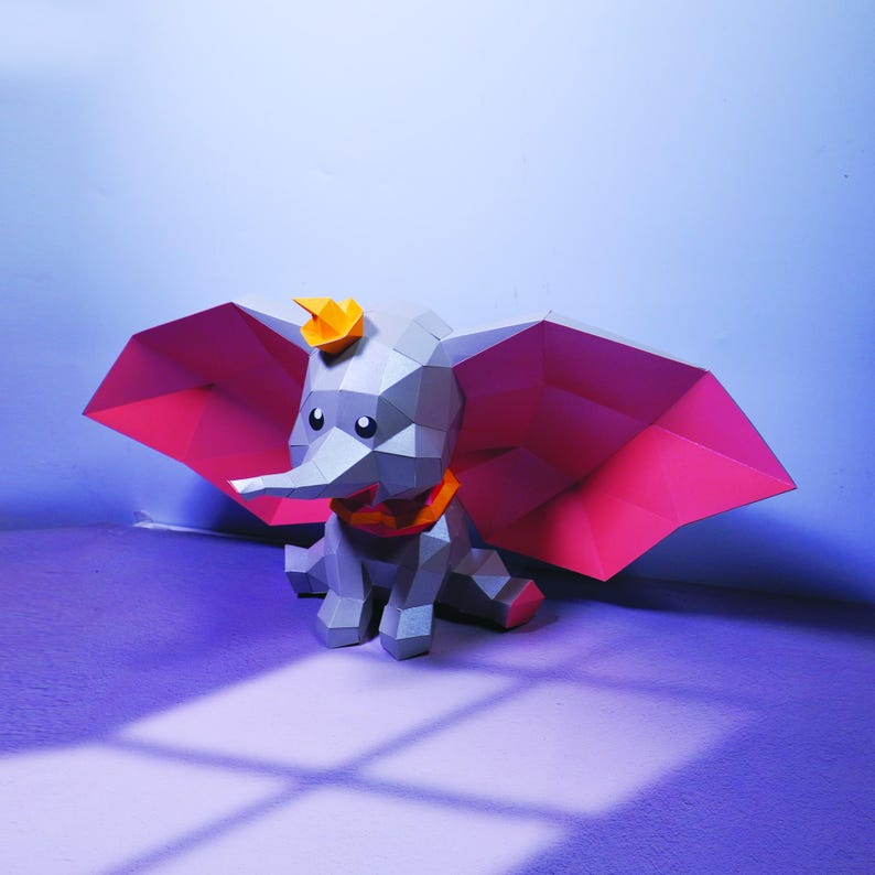 Papercraft Elephant Dumbo SVG, PDF Template DIY Elephant Paper Model ...