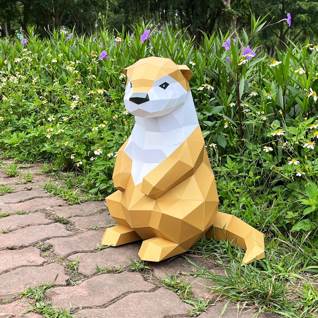 Otter Sitting Papercraft SVG, Studio, PDF Template for Cricut Project ...