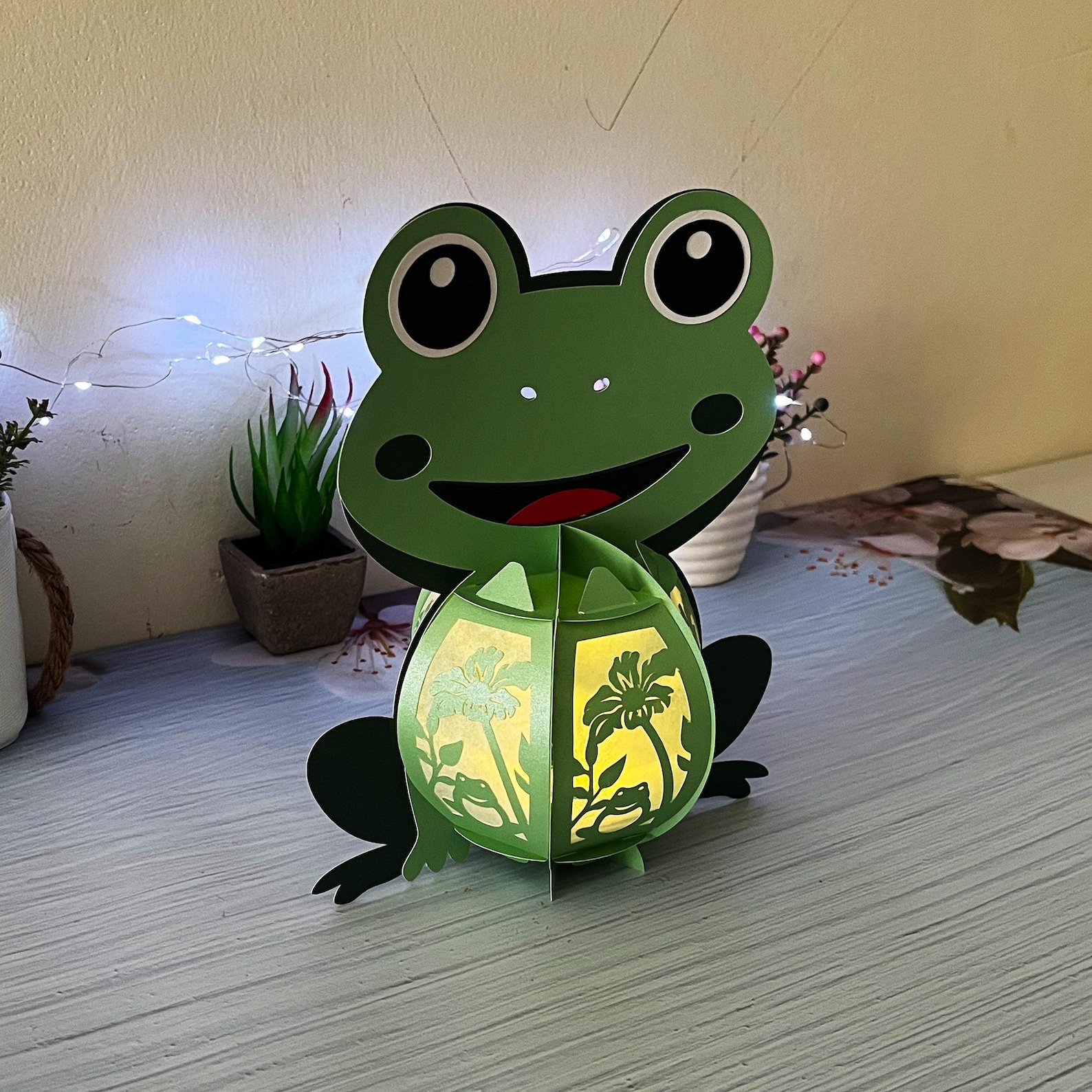 Frog Lantern SVG for Cricut Projects Diy Frog Paper Lamp PDF ...