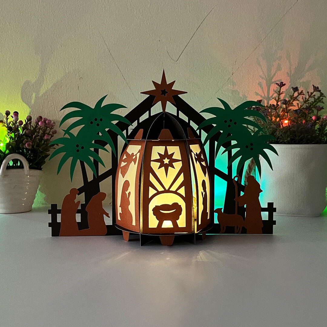 DIY Nativity Scene Paper Lantern, Christmas Ornament (PDF, SVG, Studio ...