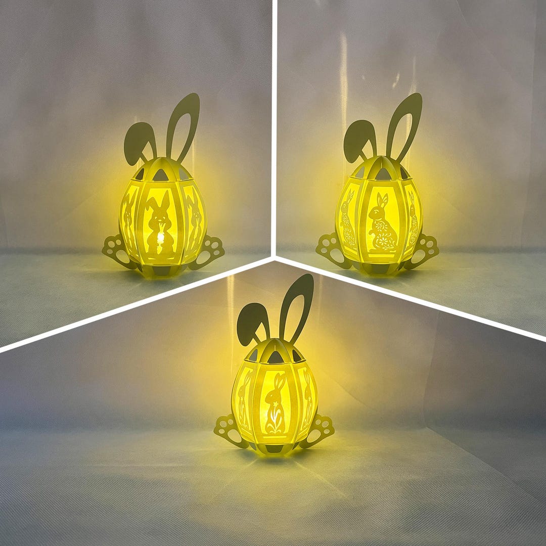 Set 3 Easter Bunny Lantern SVG, Studio, PDF Templates - Easter Bunny ...