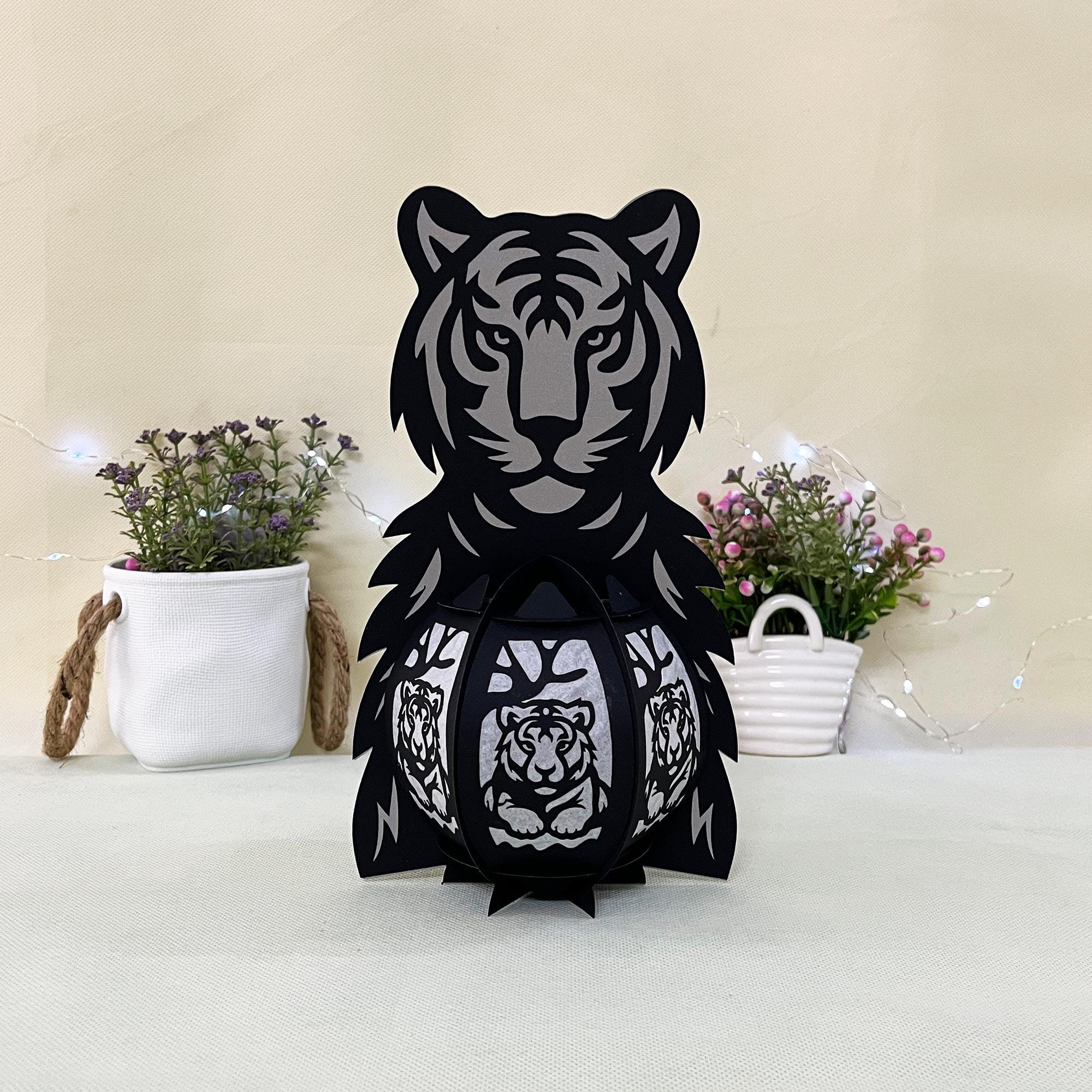 Tiger Lantern SVG for Cricut Projects - Diy Tiger Paper Lamp - PDF ...