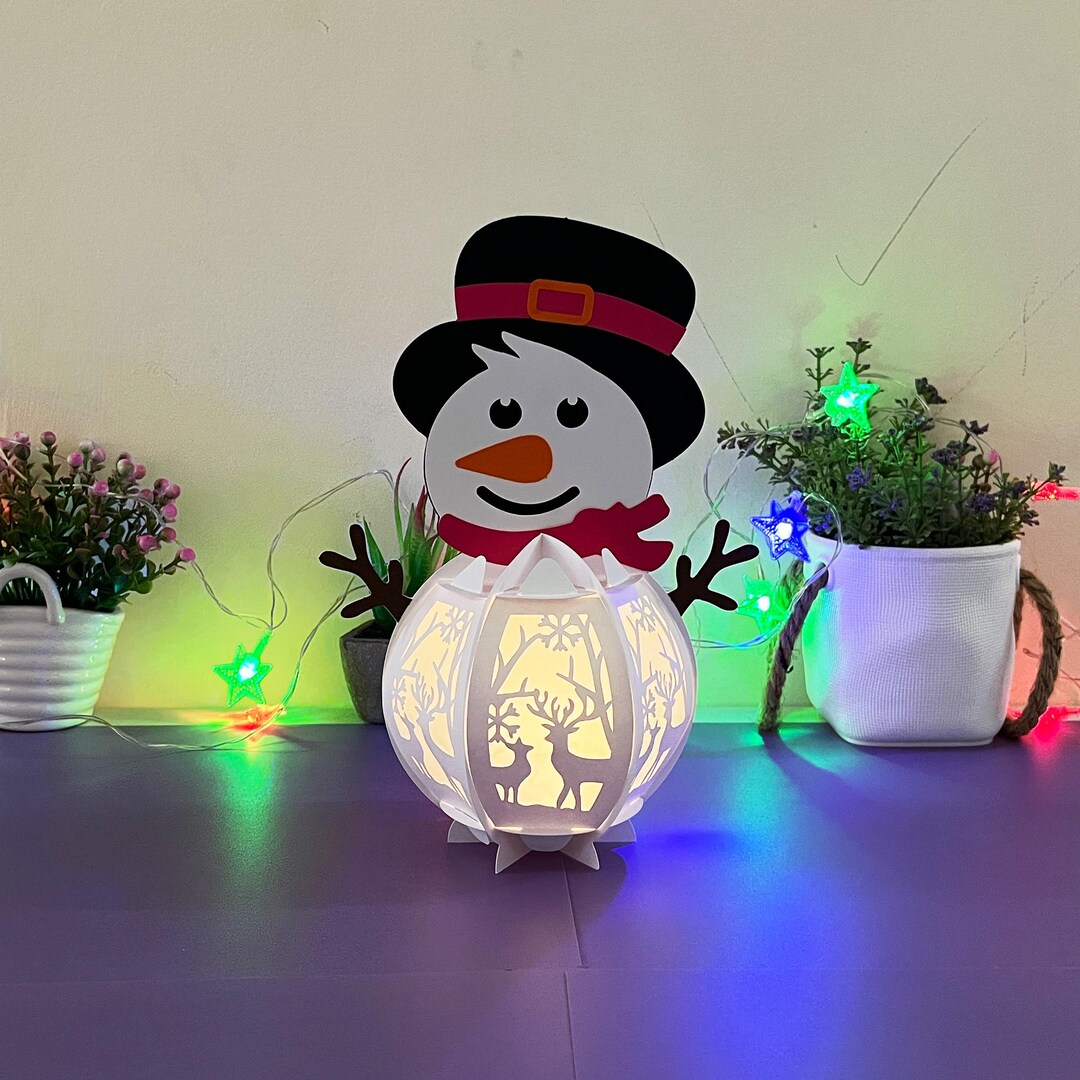 Snowman Lantern SVG, Studio, PDF Templates - Diy Snowman Lantern for ...