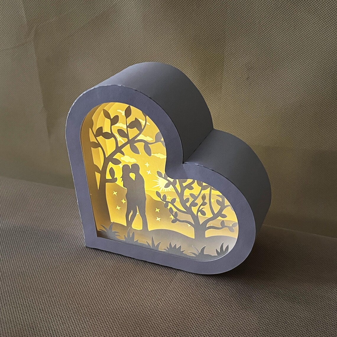 Romantic Couple Heart Shadow Box SVG, Paper Cut Template (PDF, Studio ...