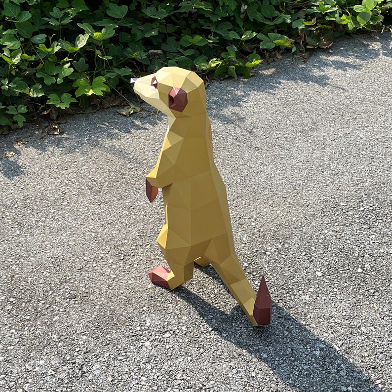 3D Meerkat Standing Papercraft Model, Low Poly Sculpture, DIY Project ...