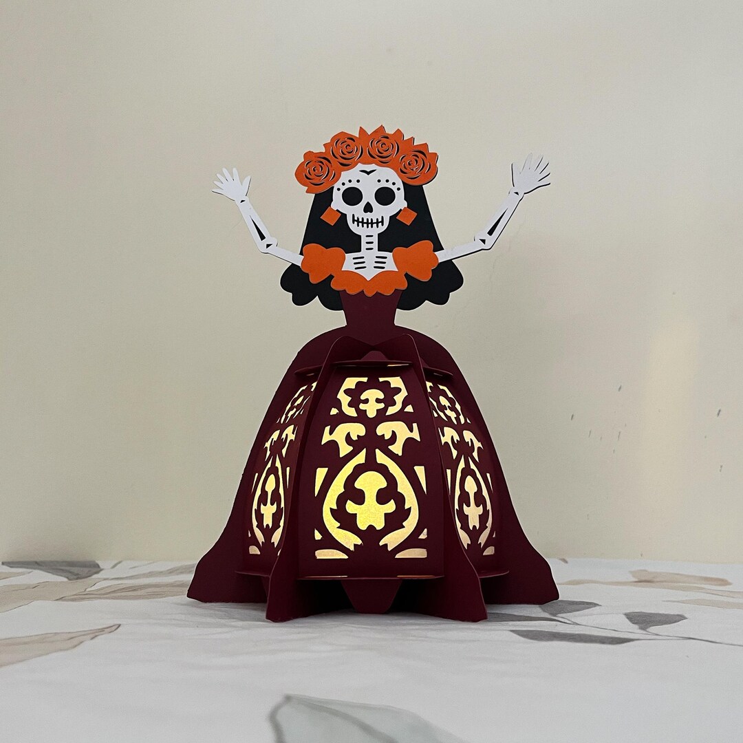 DIY Catrina Lantern SVG, Halloween Decor Template (PDF, Studio) - Etsy
