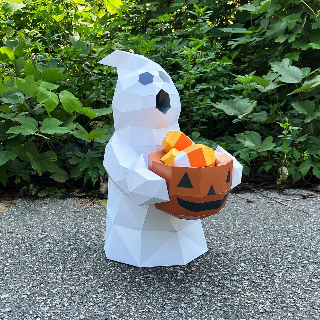 Ghost With Pumpkin Candy Papercraft SVG, Studio, PDF Template for ...