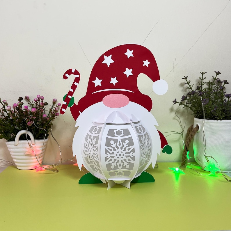 Gnome Lantern SVG, Studio, PDF Templates Diy Gnome Lantern for ...