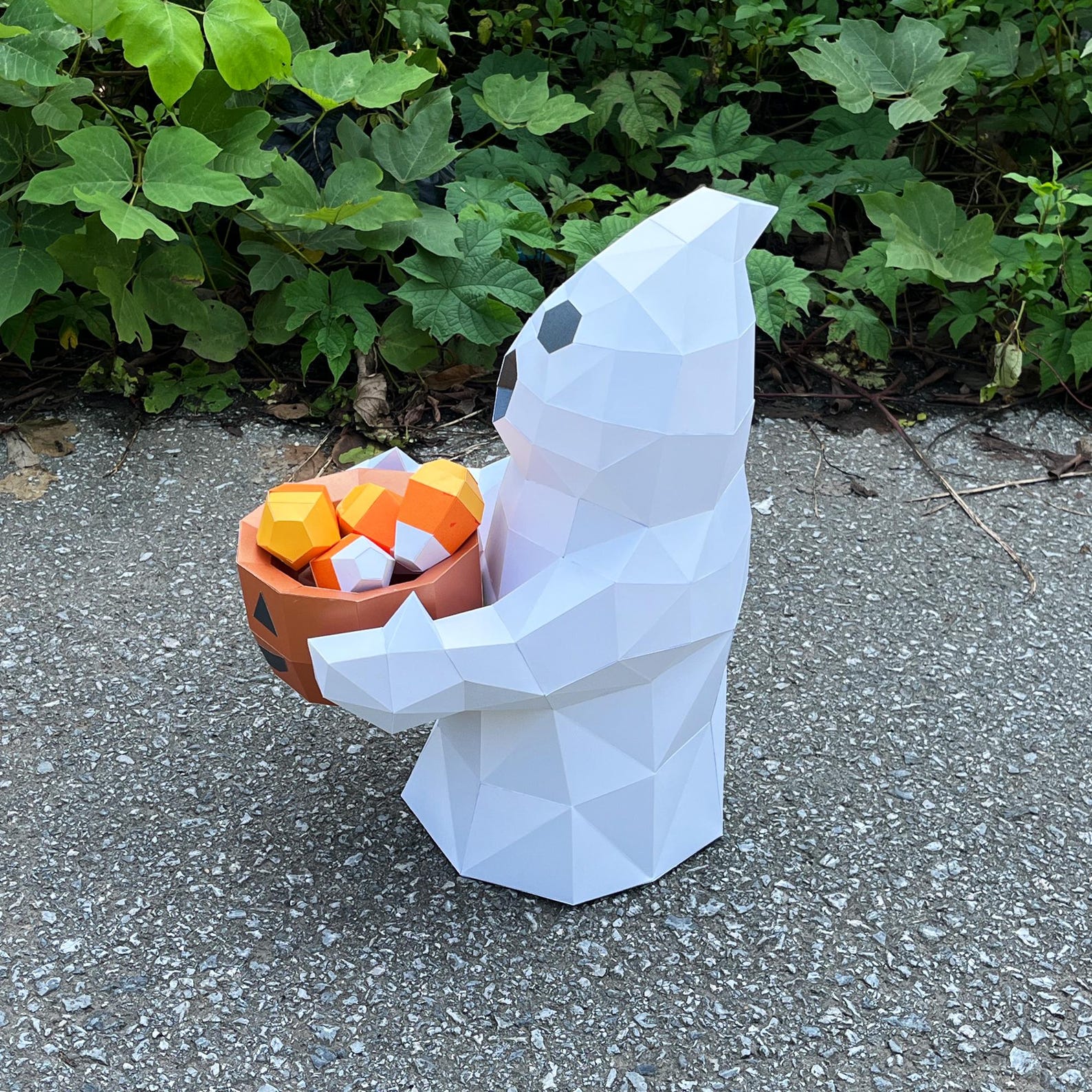 Ghost With Pumpkin Candy Papercraft SVG, Studio, PDF Template for ...