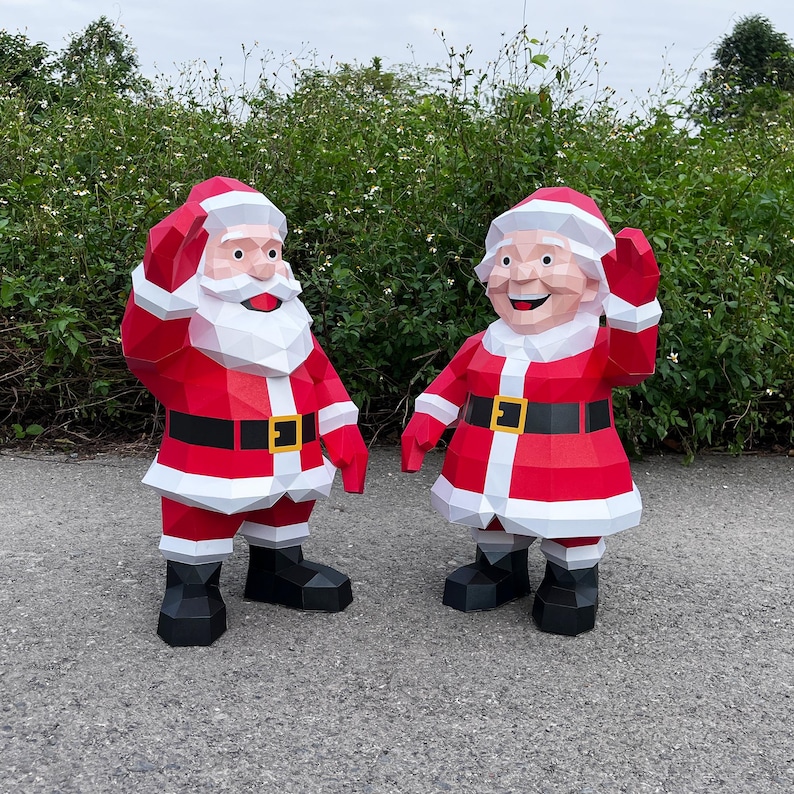 Santa & Mrs. Claus Papercraft, 3D Christmas Decor (PDF, SVG) - Etsy