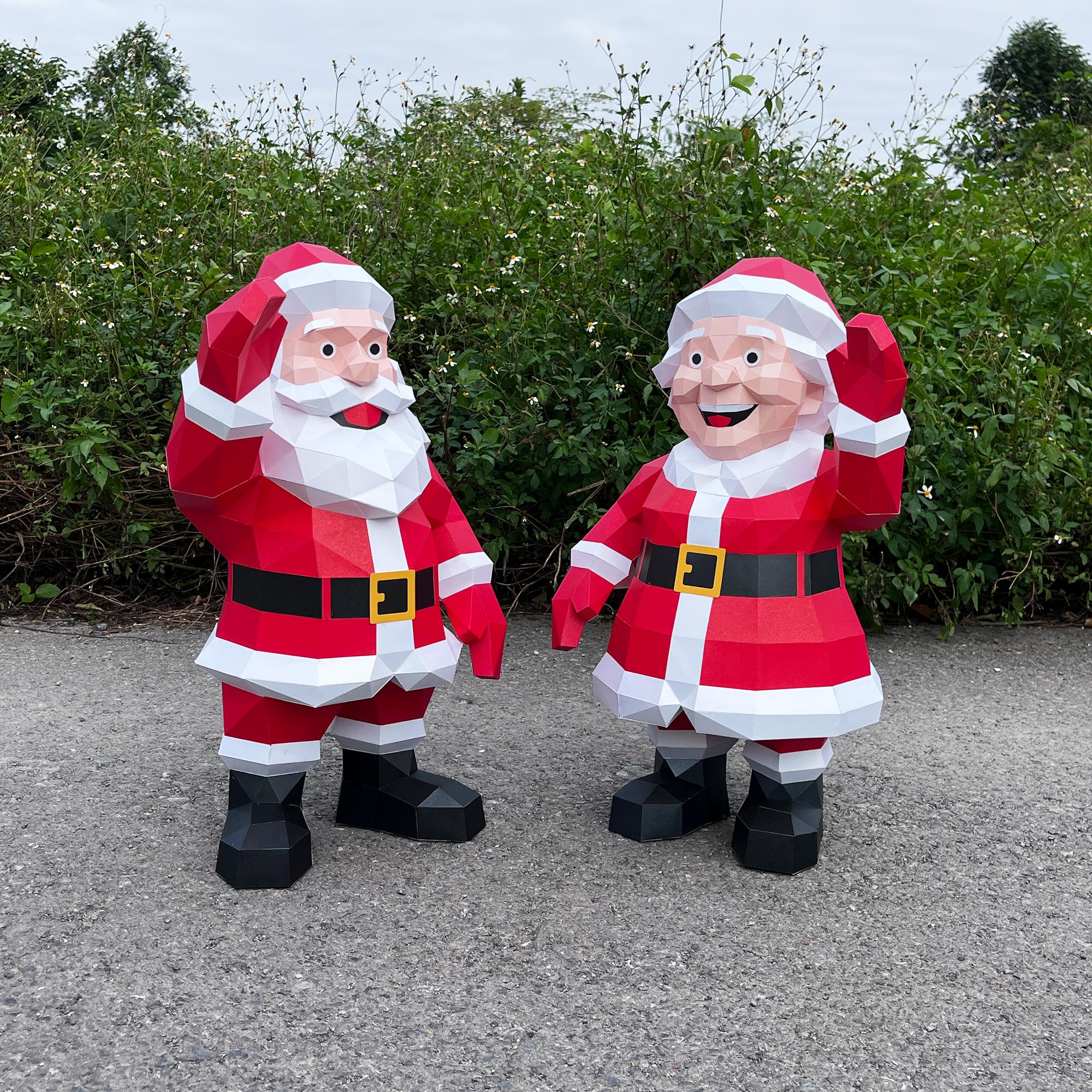 Set 2 Santa Claus and Mrs Claus Papercraft PDF, SVG Template for Cricut ...