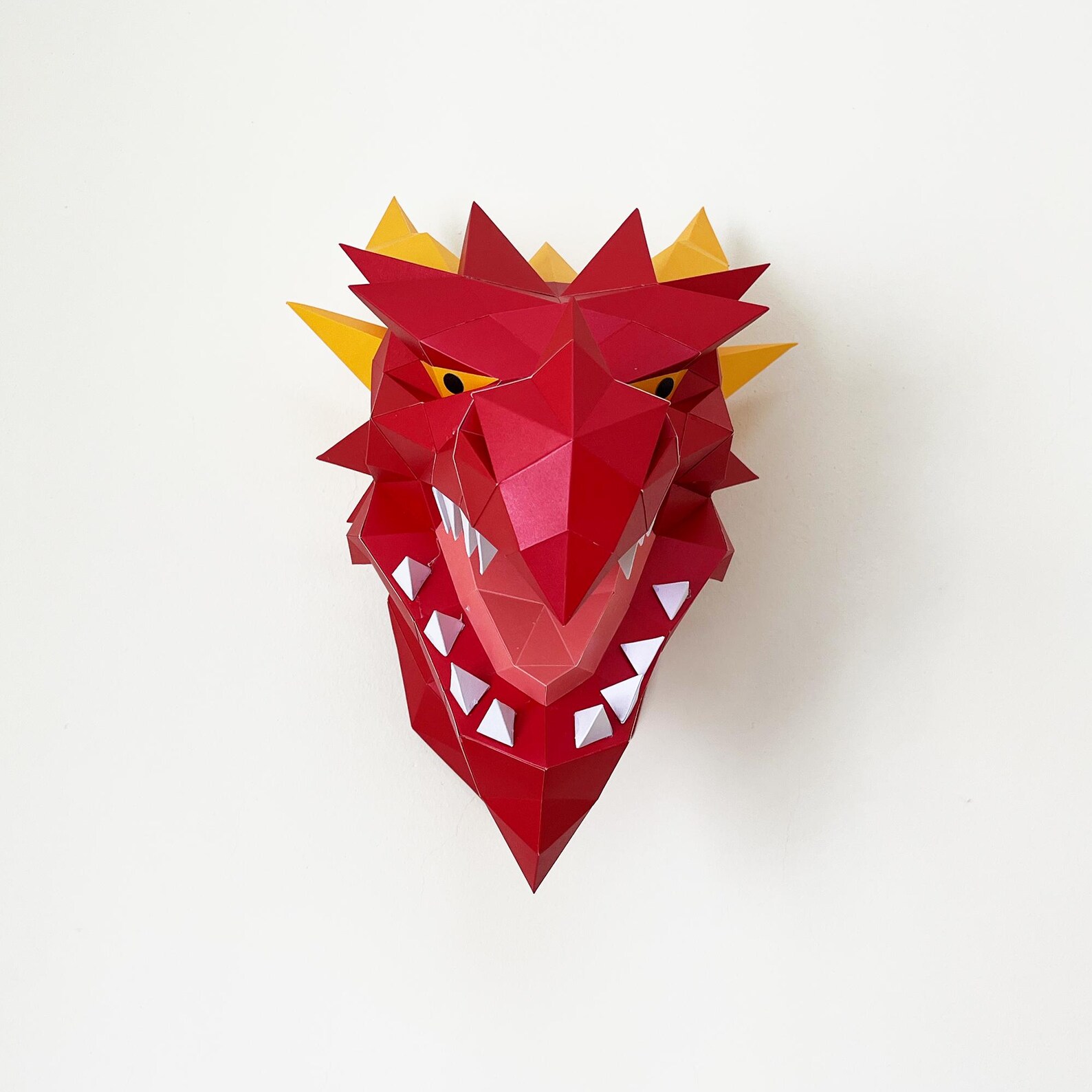 Red Dragon Head Wall Mount Papercraft, DIY Decor (PDF, SVG) - Etsy