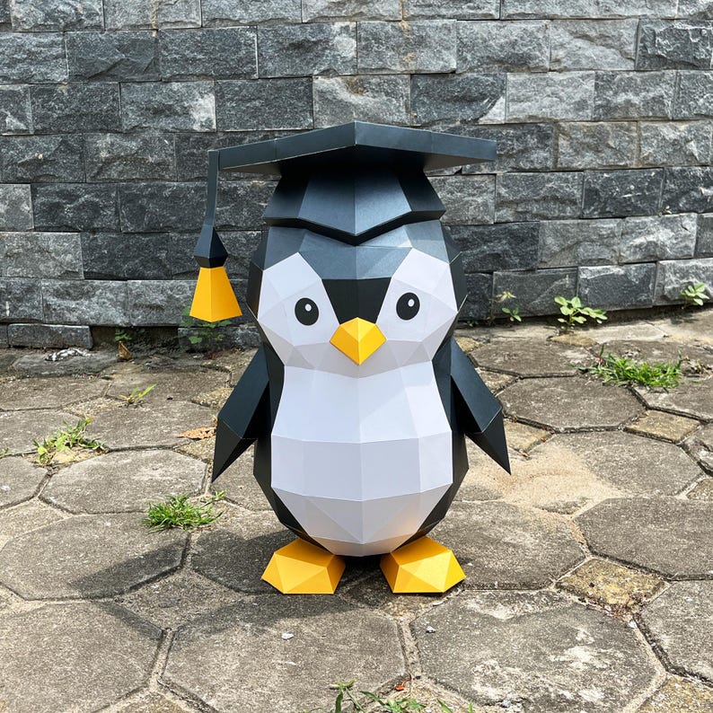 Graduate Penguin Papercraft, 3D Low Poly Animal (PDF, SVG, Studio) - Etsy