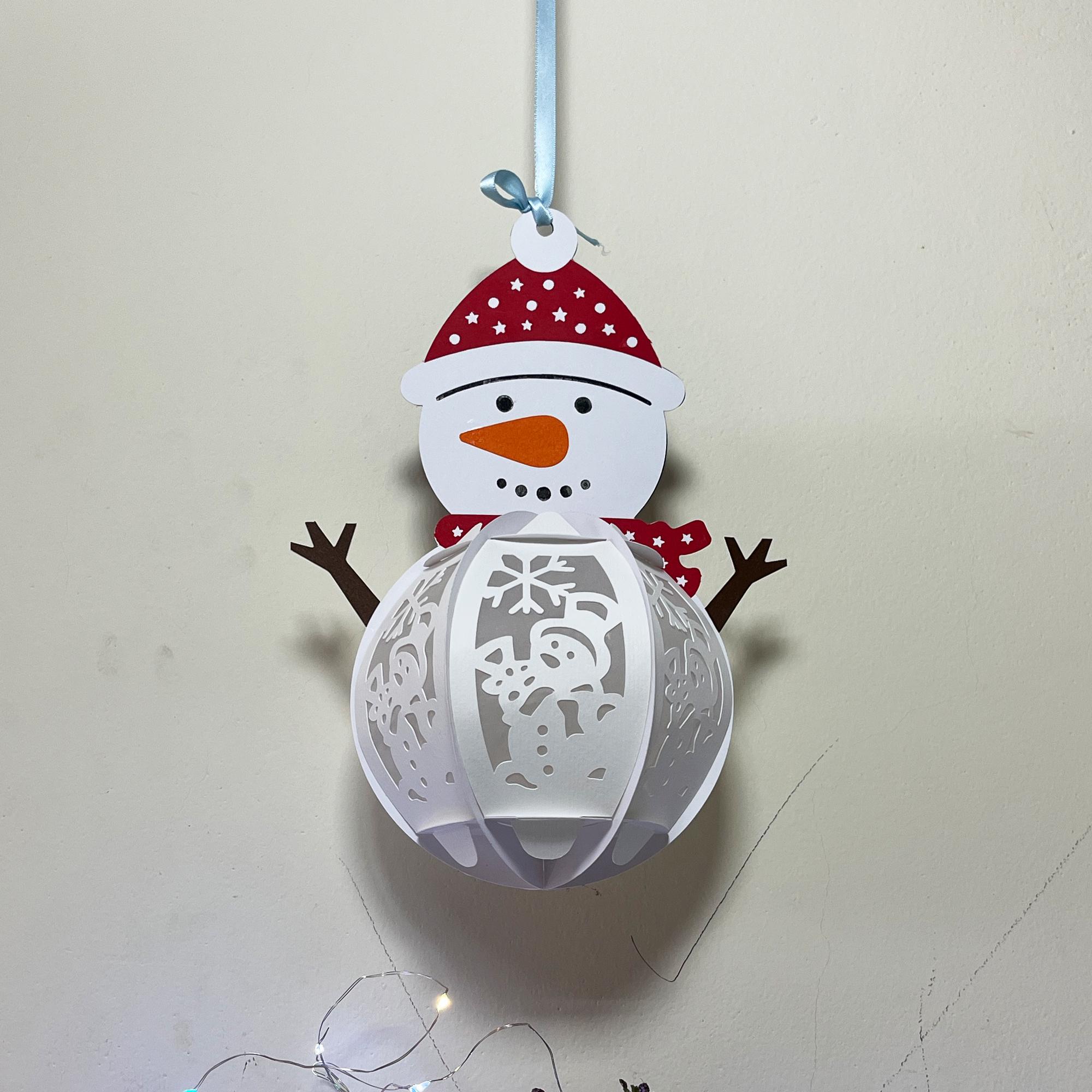 Snowman Hanging Lantern SVG, Studio, PDF Templates - Diy Ball Hanging ...