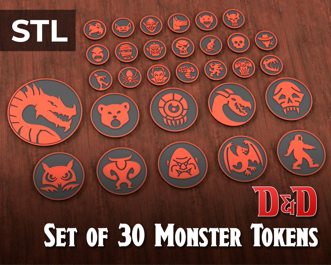 Dnd Monster Token Set of 30 3D Printable STL Download for 5E - Etsy