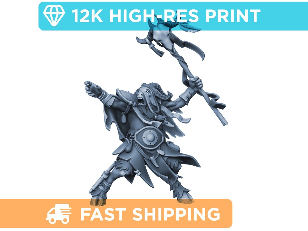 Beastman Shaman Dnd Mini Role Playing Miniature D&D Pathfinder Fantasy ...