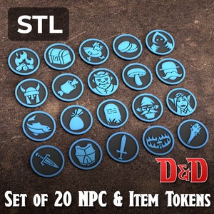 Dnd Token Set of 20: NPC & Item 3D Printable STL (digital Download) - Etsy