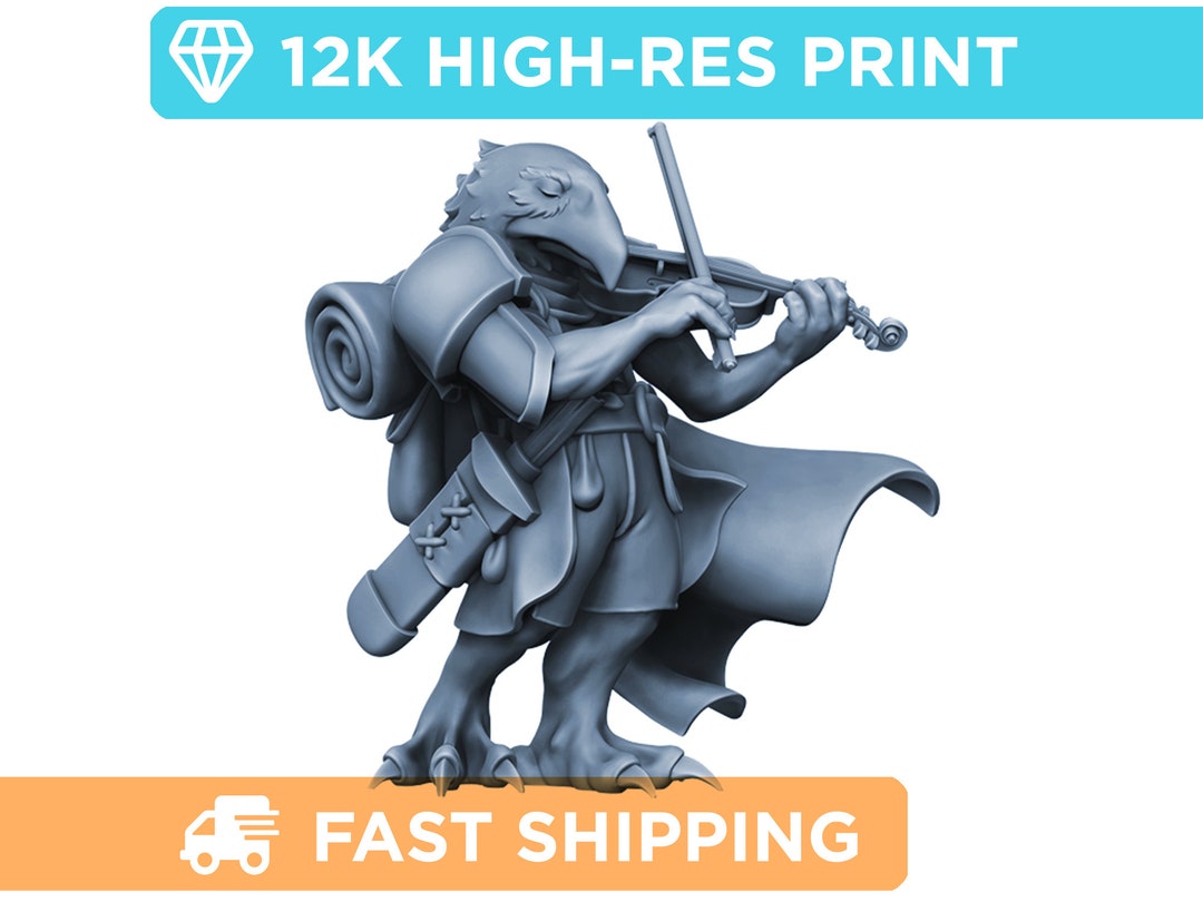 Ravenfolk Bard Bird Folk Dnd Miniature 32mm Scale D&D Pathfinder ...