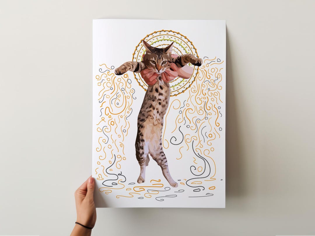 Tabby Cat Abstract Poster, Belly Dancer Cat W Confetti Print ...