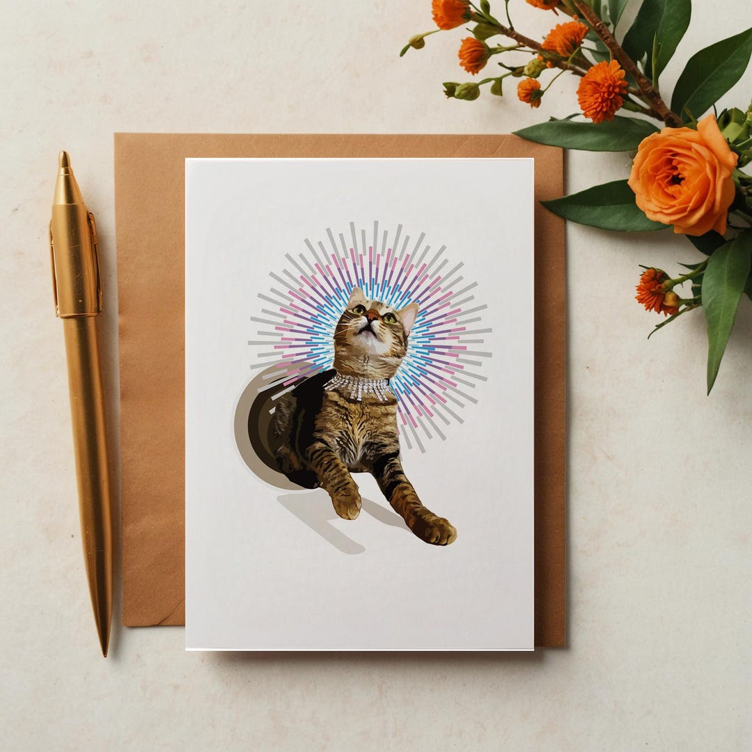 Fancy Tabby Cat Wall Decor Art, Printable Digital Artwork for Tabby Cat ...