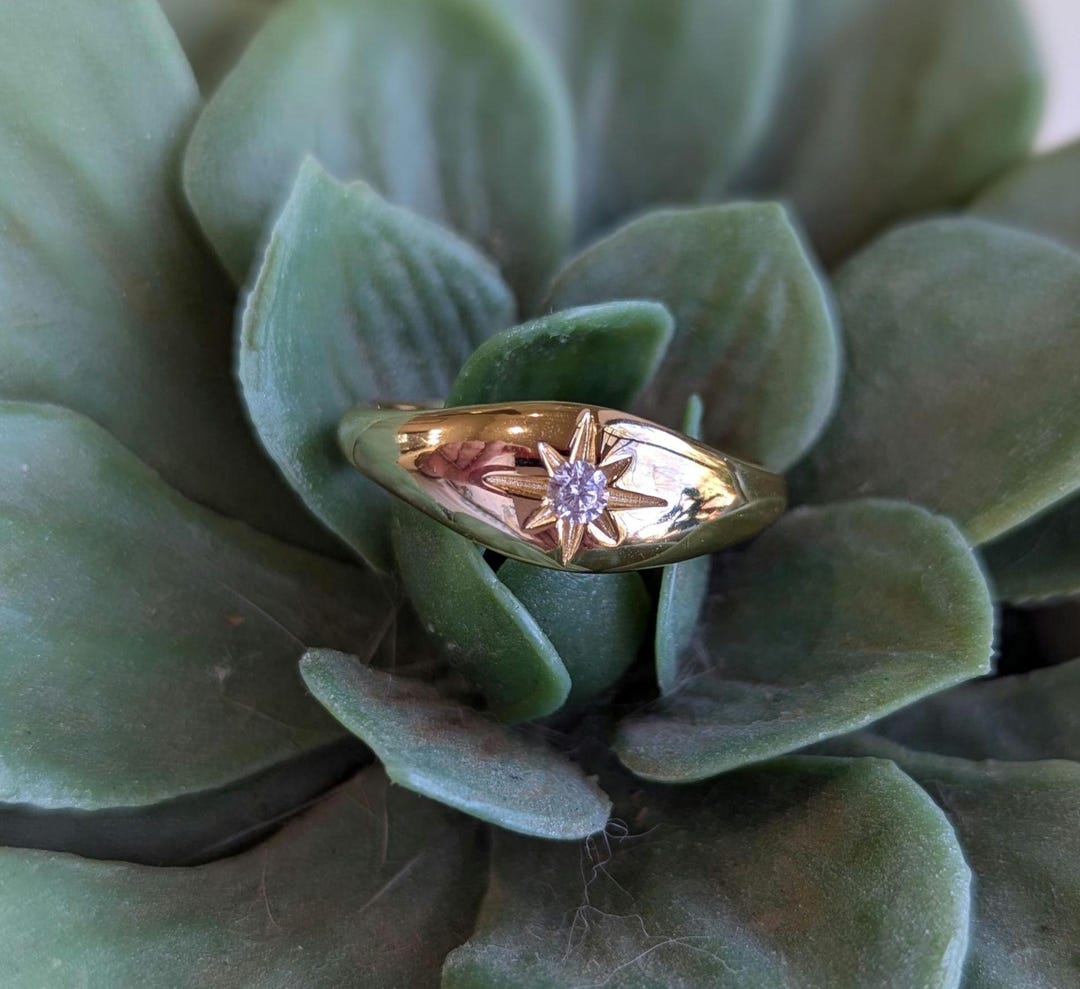 Plus Size Ring, Dome Ring , Gold Ring, Starburst Ring, Gift for Her ...