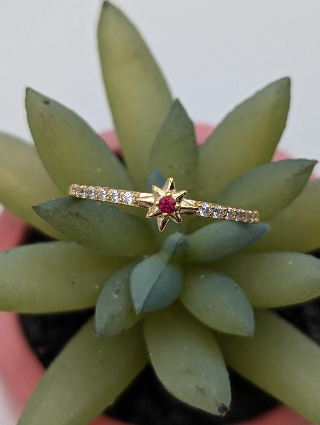Plus Size Ring, Dainty Stacking Ring, Star Ring, Ruby Ring, Gift for ...