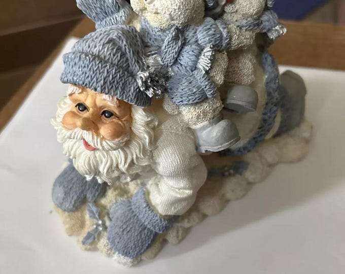 Snow Buddies Figurine Santa With Snow Buddies on His Back - Etsy